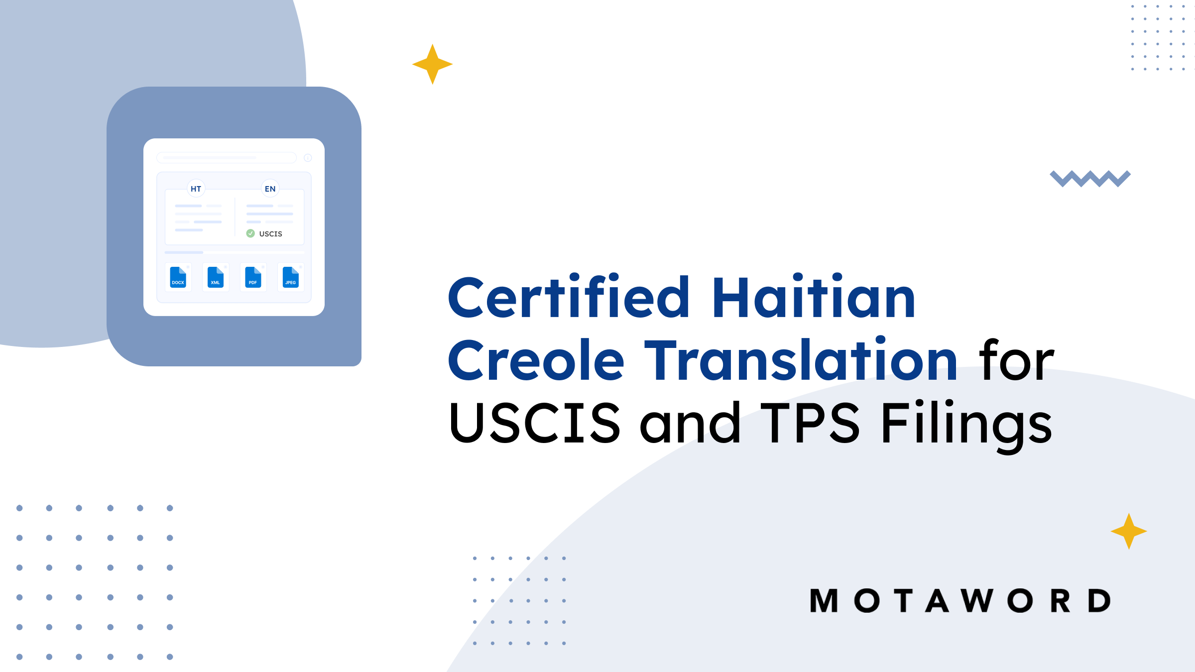 USCIS ve TPS başvuruları için onaylı Haiti Kreolü çevirisi.