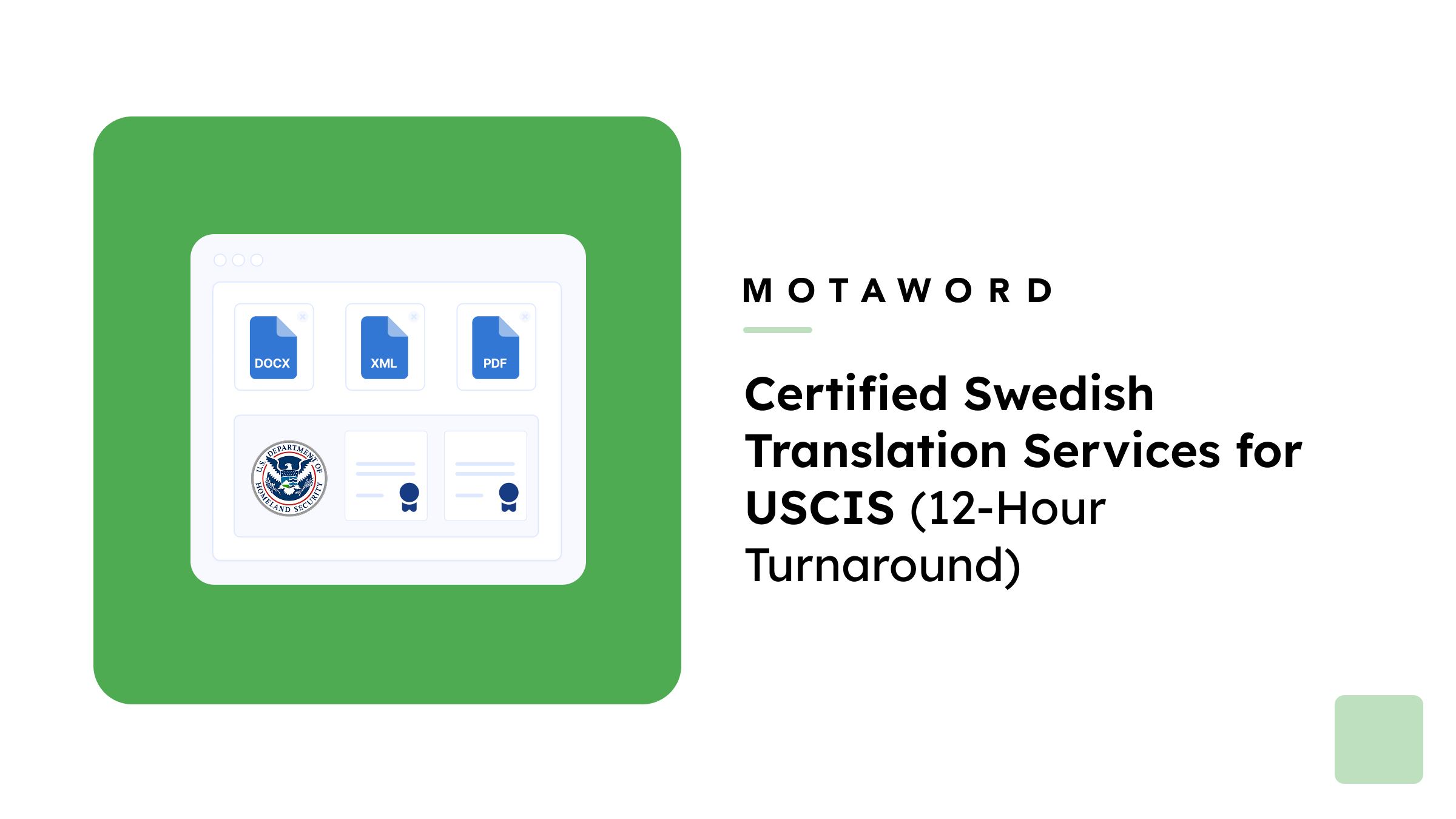 Certified Swedish Translation for USCIS | Personbevis & Degrees | MotaWord