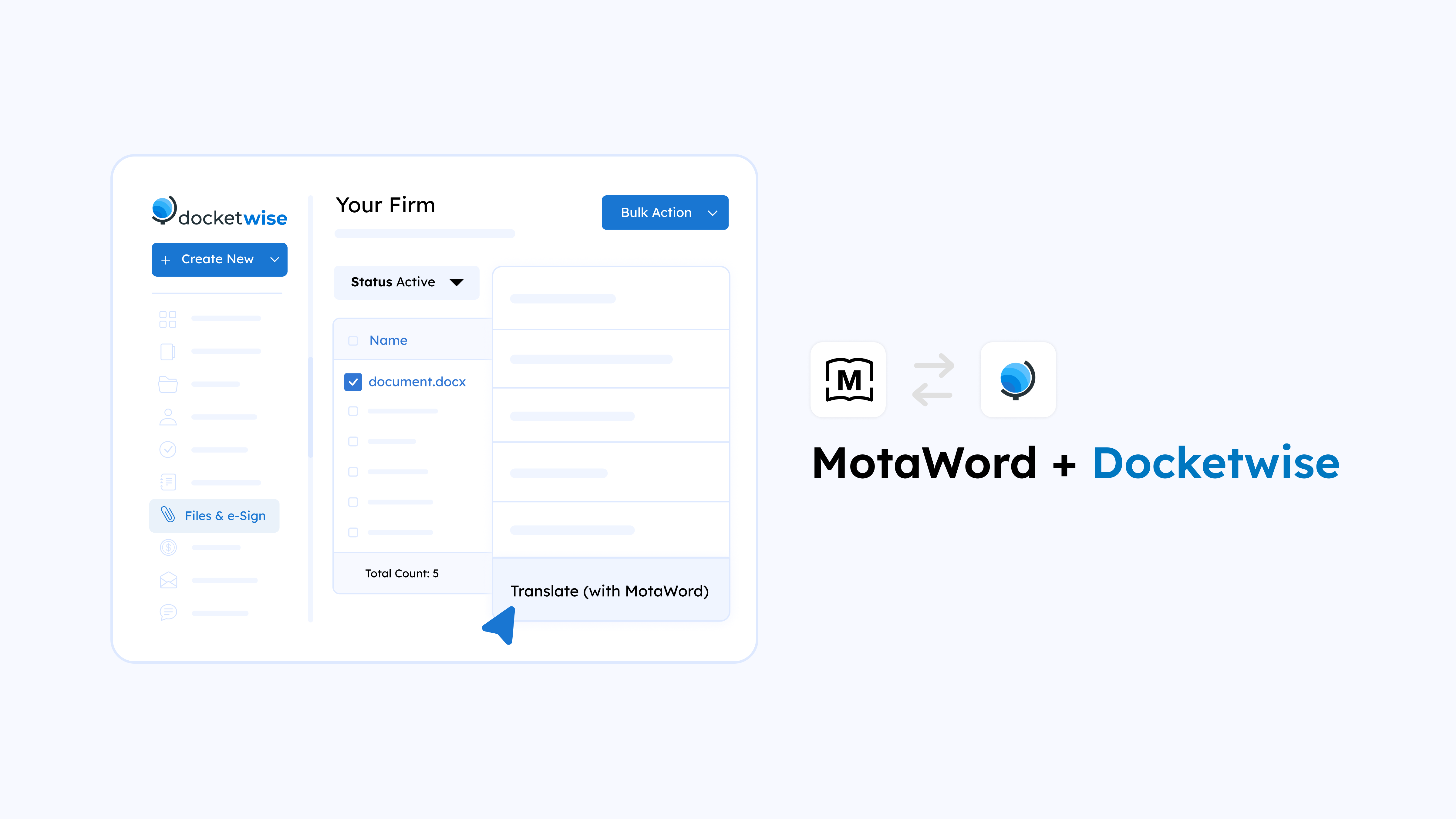 MotaWord's Docketwise Integration